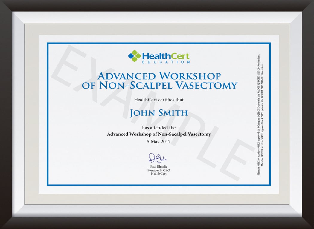 Advanced Workshop of Non-Scalpel Vasectomy