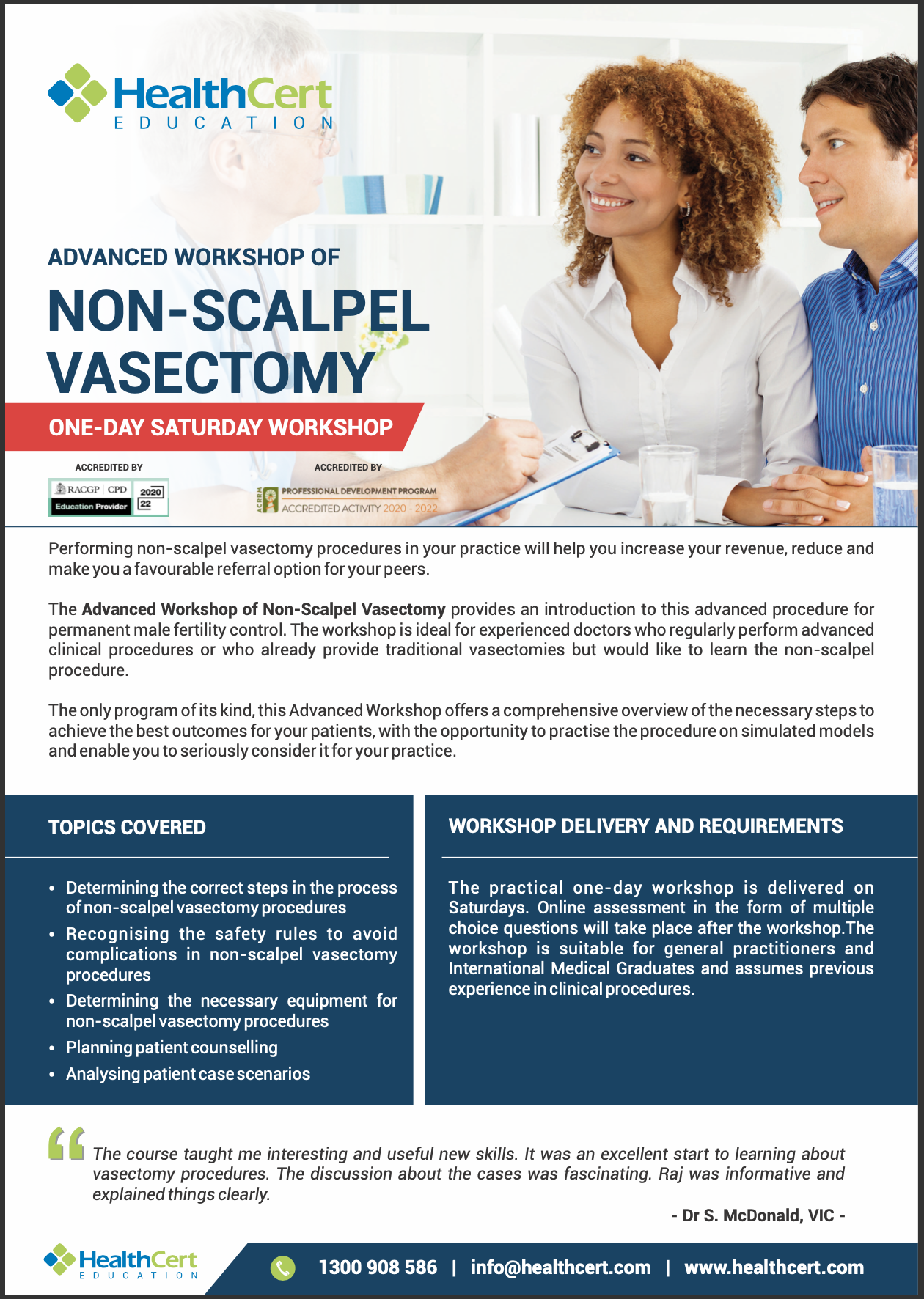 Advanced Workshop of Non-Scalpel Vasectomy