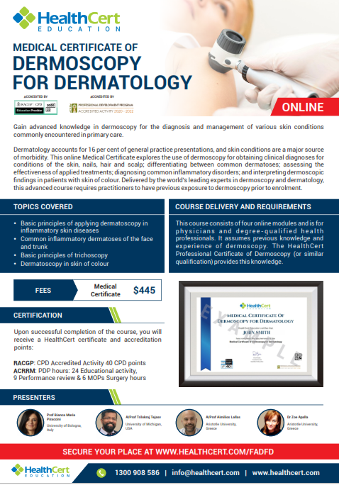 Medical Certificate of Dermoscopy for Dermatology