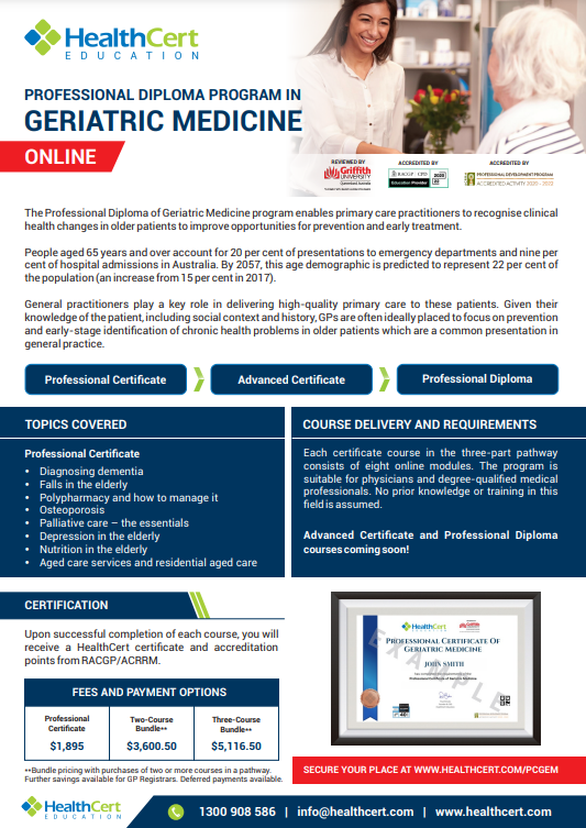 Professional Certificate of Geriatric Medicine