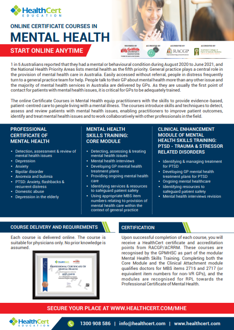 Professional Certificate of Mental Health