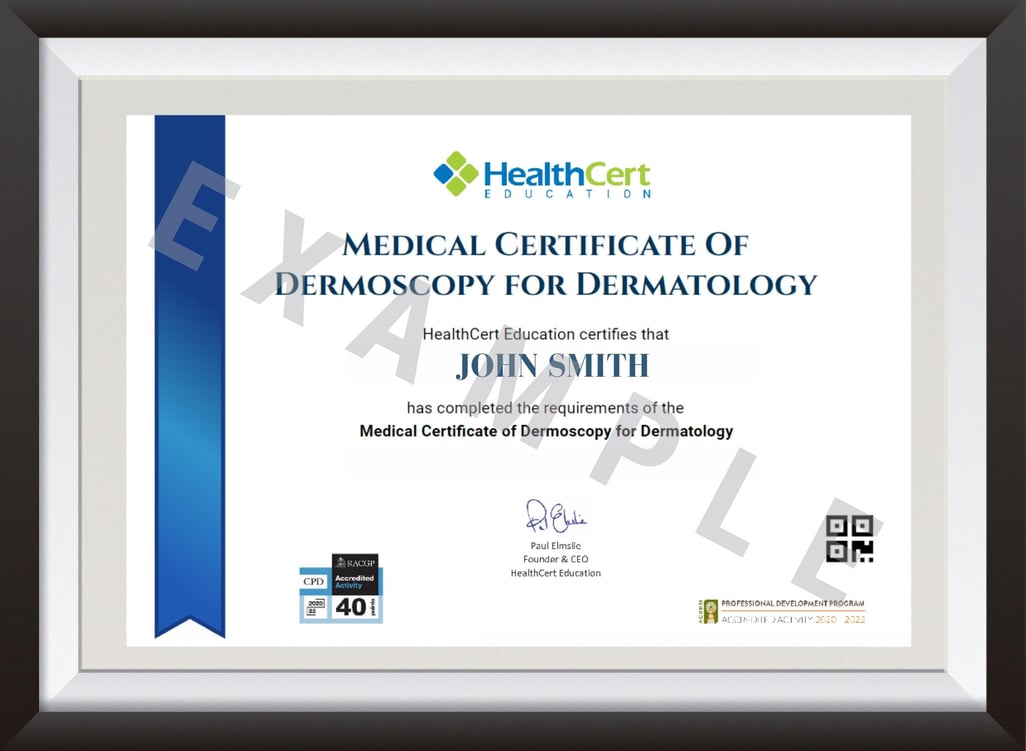 Medical Certificate of Dermoscopy for Dermatology