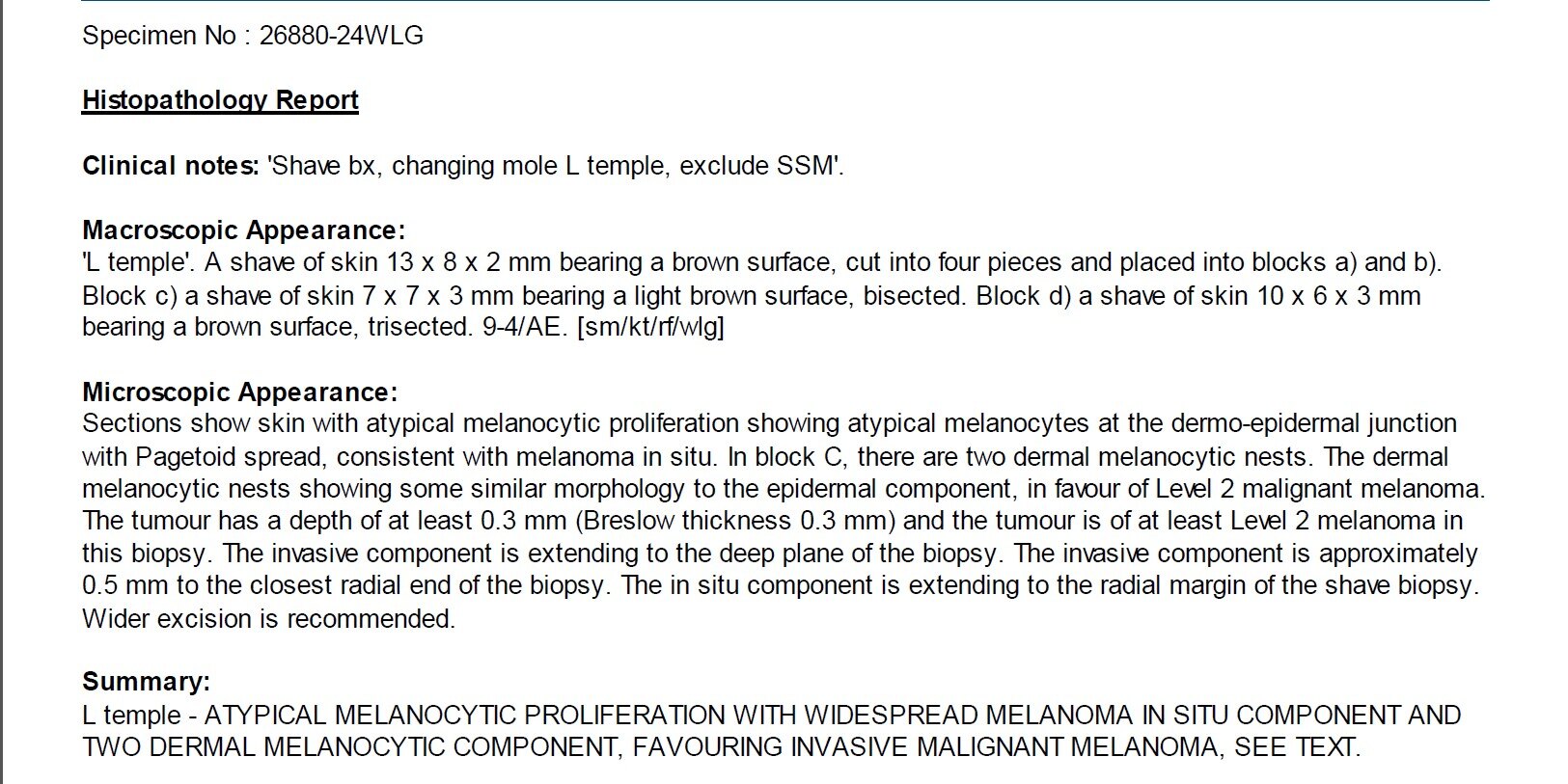 How would you manage this lesion on the temple?